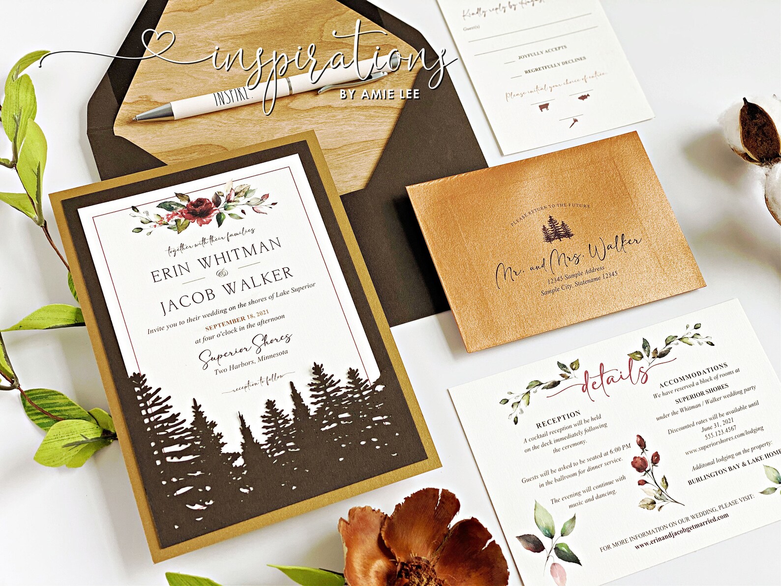 Rustic Forest Wedding Invitations Elegant Woods Wedding | Etsy