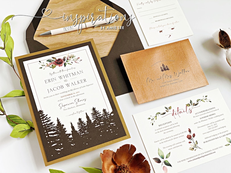 Rustic Forest Wedding Invitations Elegant Woods Wedding - Etsy