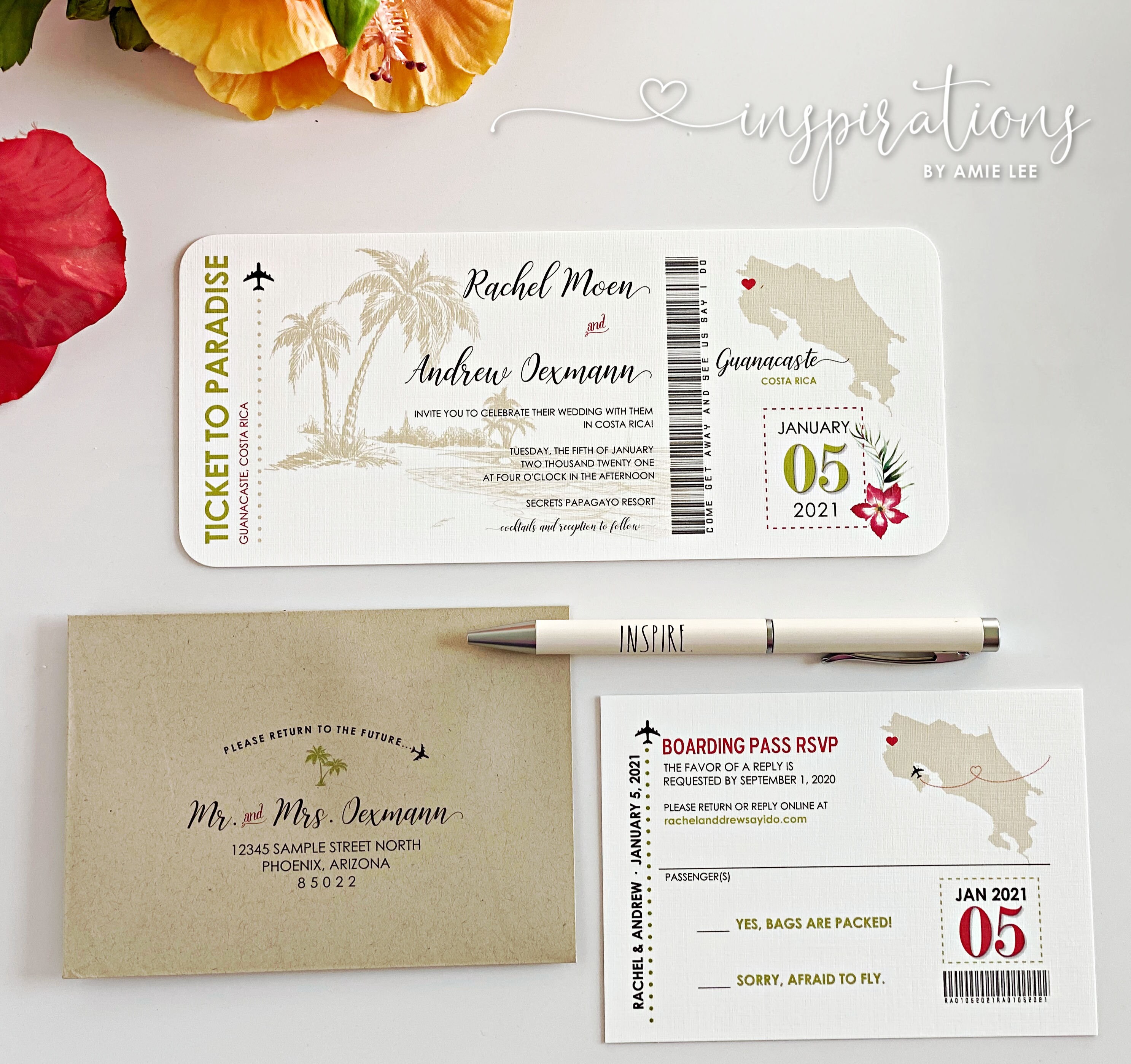 Boarding Pass Wedding Invitations, Destination Wedding, Airplane Ticket ...