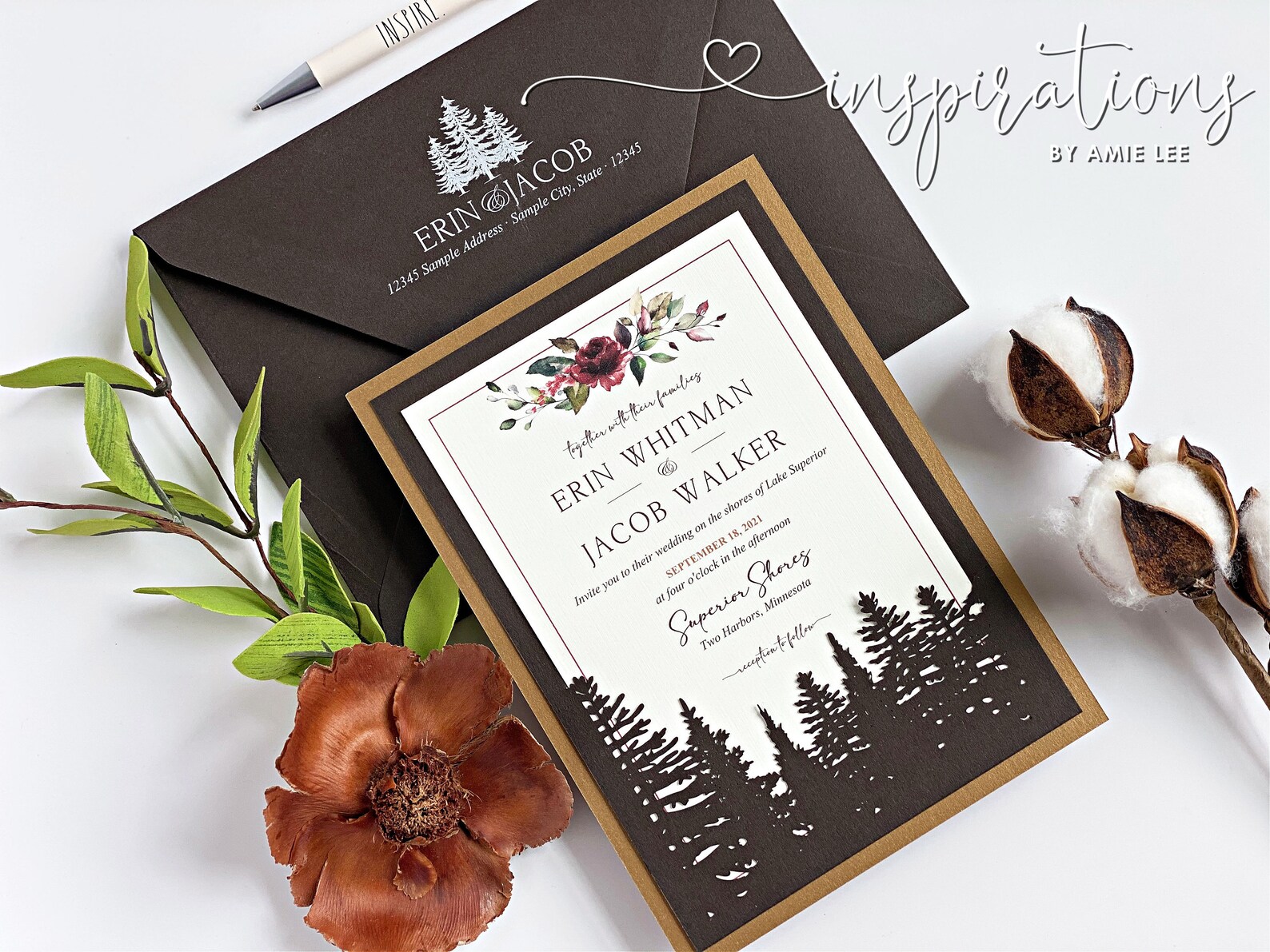 Rustic Forest Wedding Invitations Elegant Woods Wedding | Etsy