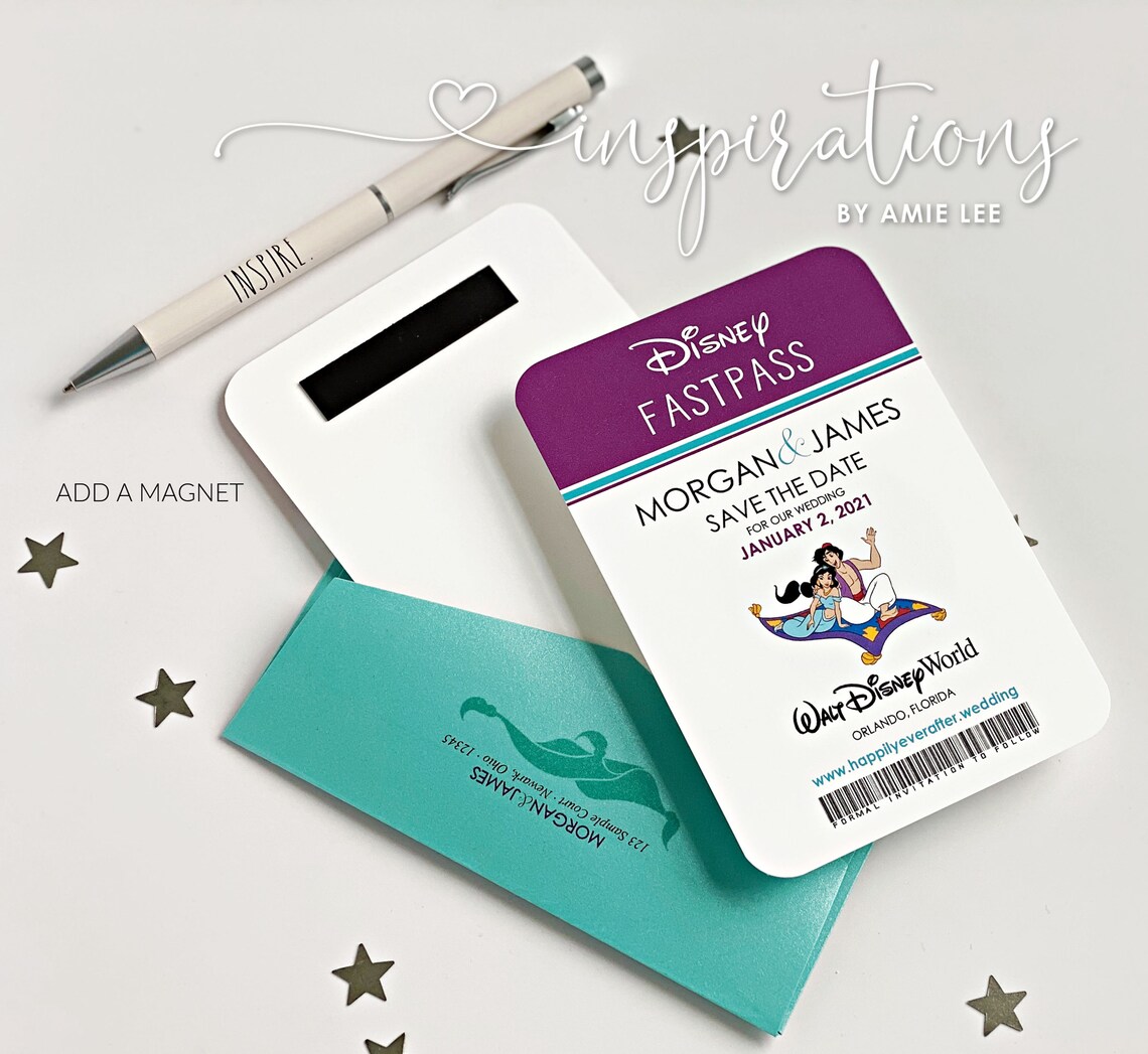 Disney Fastpass Save the Dates Disney Fairy Tale Wedding - Etsy