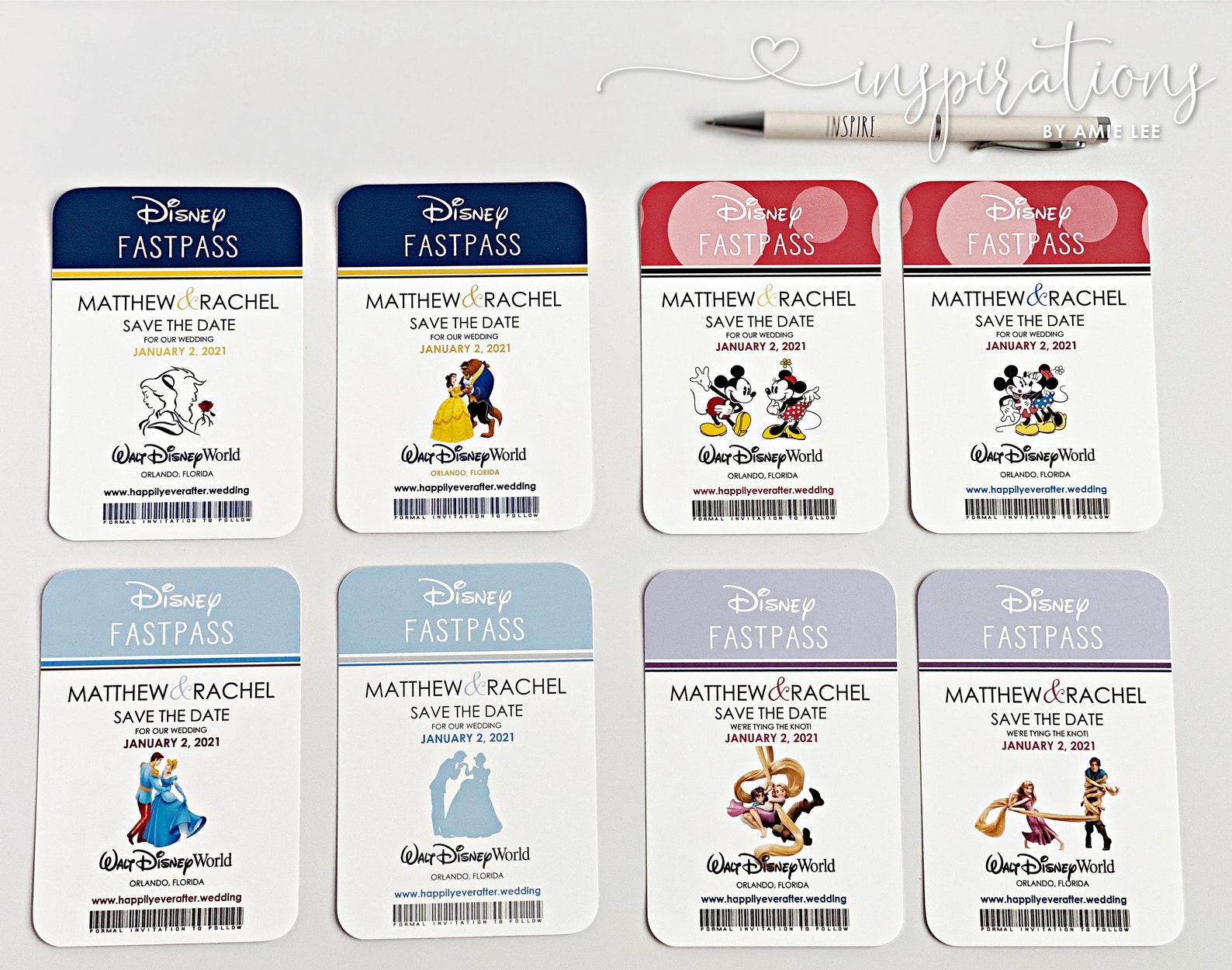 Disney Fastpass Save the Dates Disney Fairy Tale Wedding - Etsy