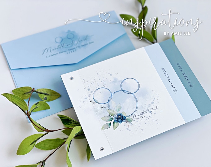 Disney Wedding Invitations, Elegant Disney Wedding, Dusty Blue Classic ...