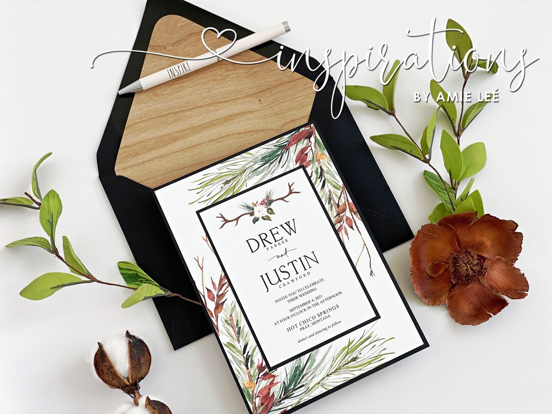 Rustic Forest Wedding Invitations: Elegant Woods, Mountain Theme - Etsy