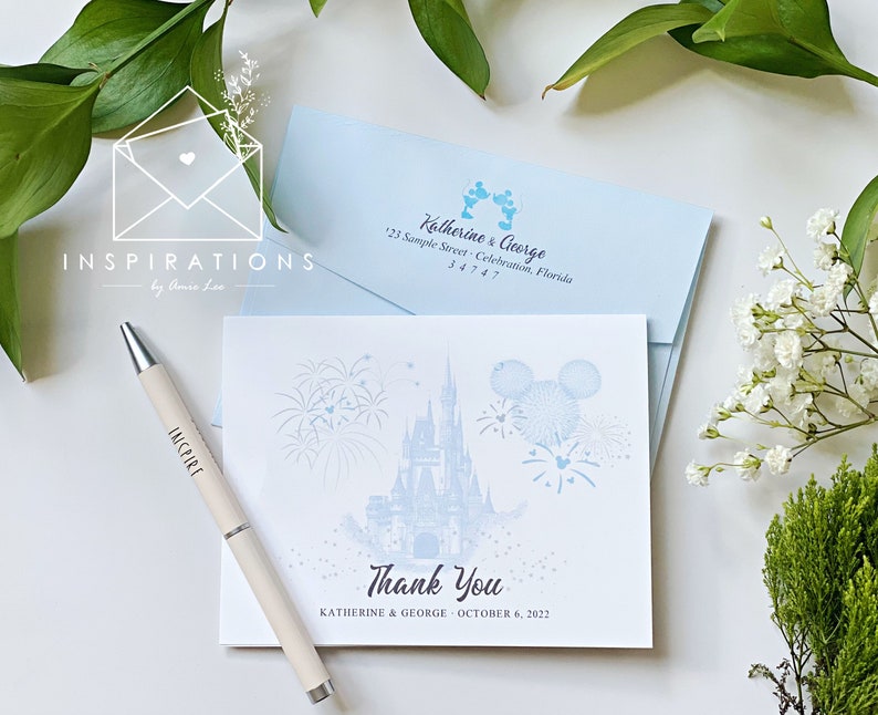 Disney Thank You Cards, Disney Wedding, Thank You Cards, Custom Thank ...