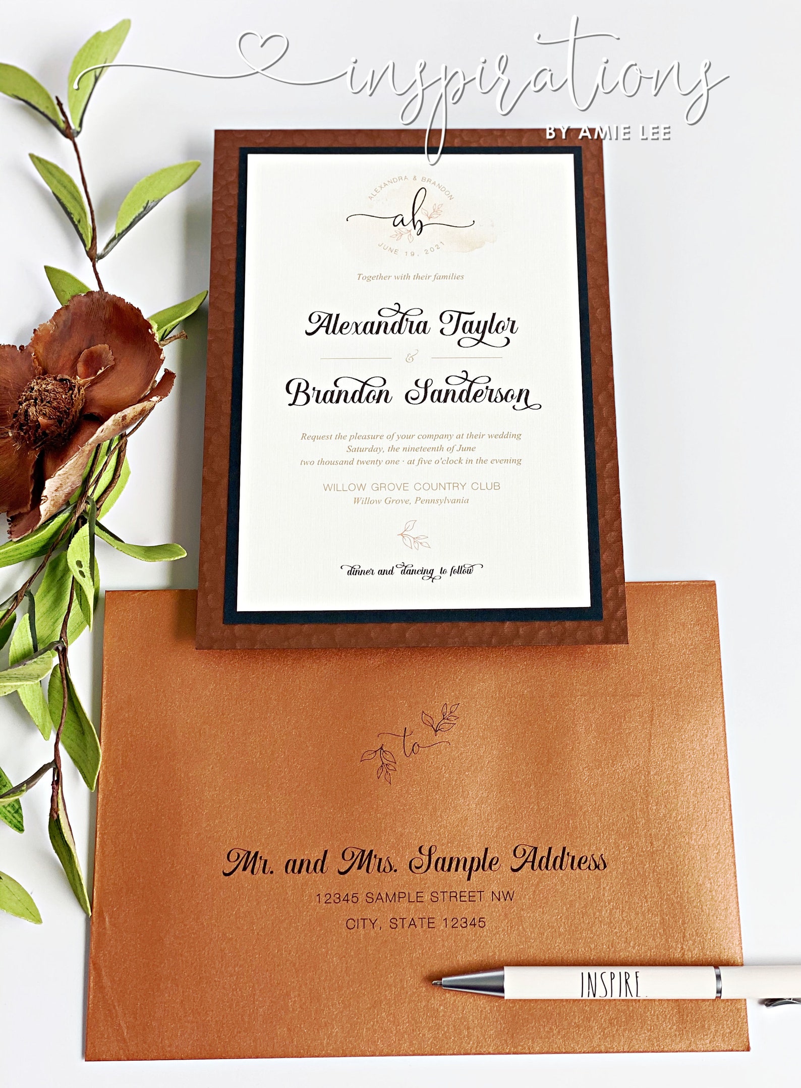 Copper Wedding Invitations Classic Formal Wedding - Etsy