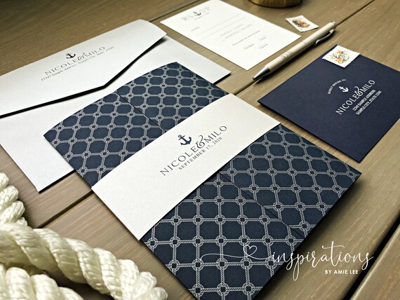 Nautical Wedding Invitations Nautical Classic Elegant | Etsy