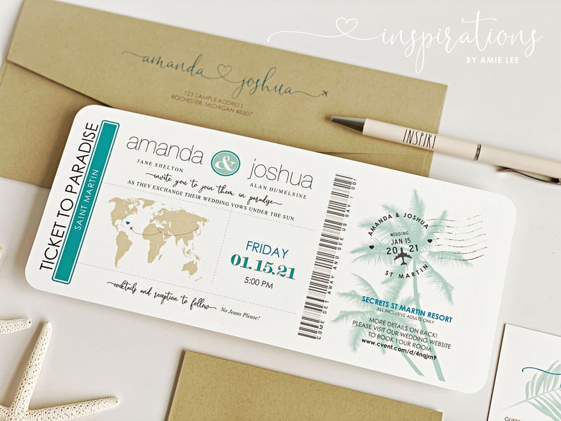 Boarding Pass Wedding Invitations Destination Wedding Plane - Etsy