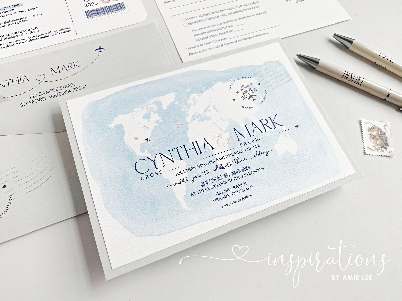 Travel Map Wedding Invitations World Map Invitations Travel - Etsy