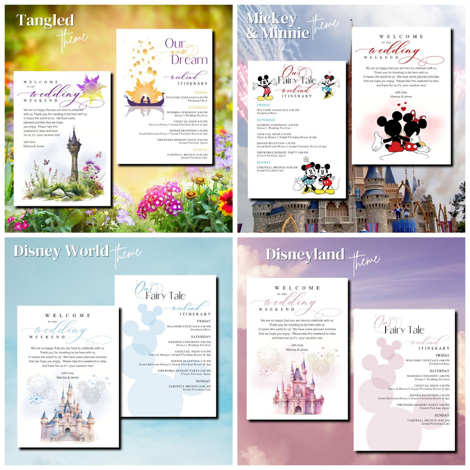 Disney Wedding Itineraries, Wedding Schedules, Welcome Letters, Wedding ...