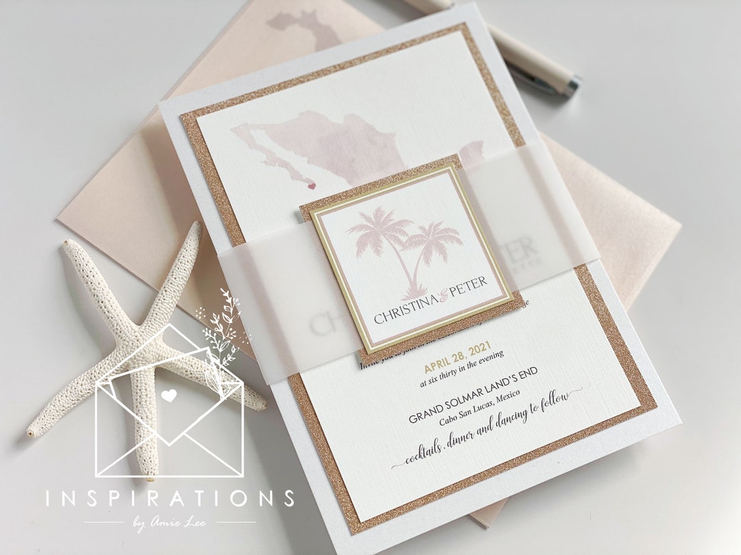 Elegant Beach Wedding Invitations, Tropical Wedding, Destination Island ...