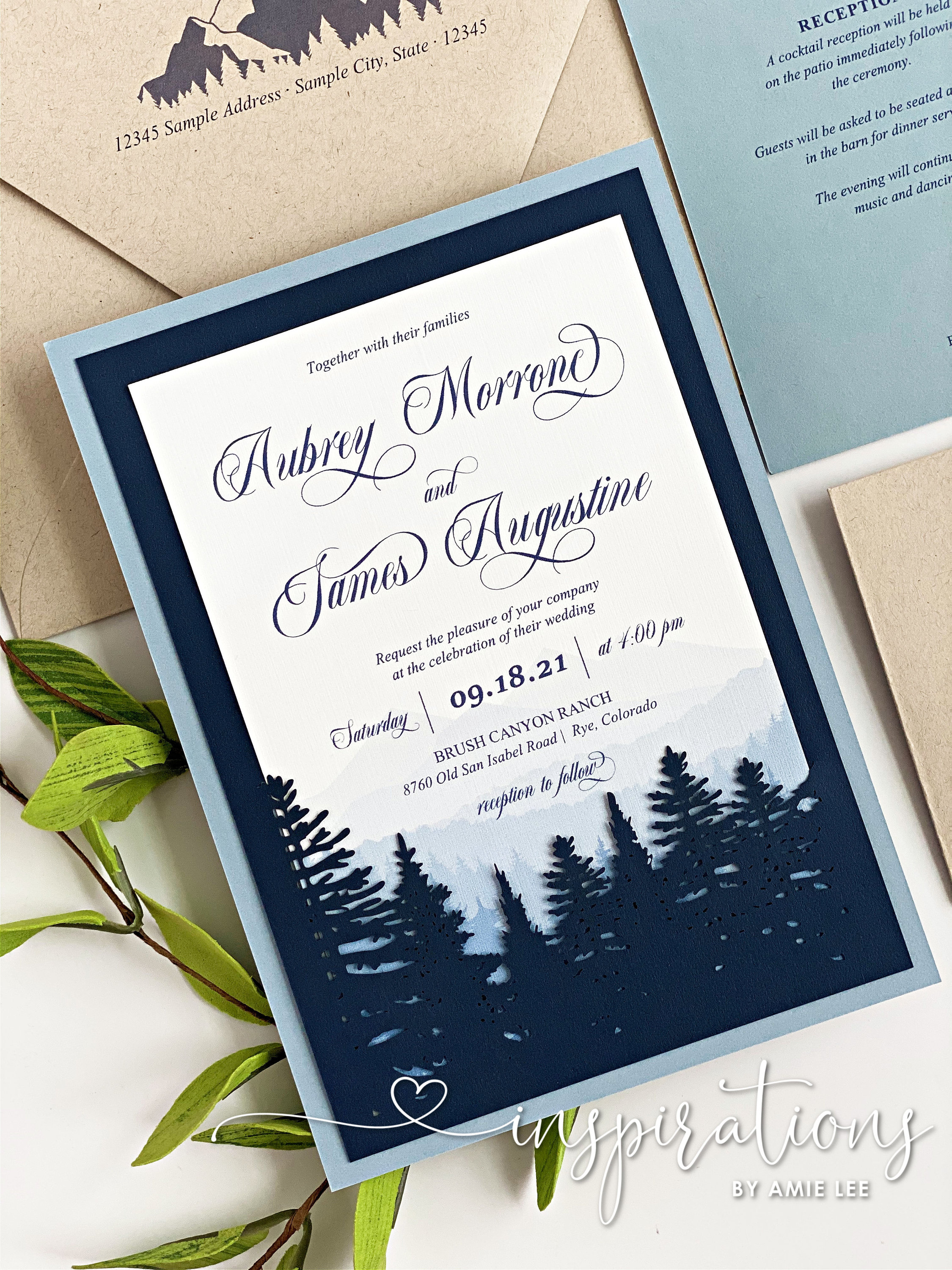 Rustic Forest Wedding Invitations Elegant Woods Wedding | Etsy