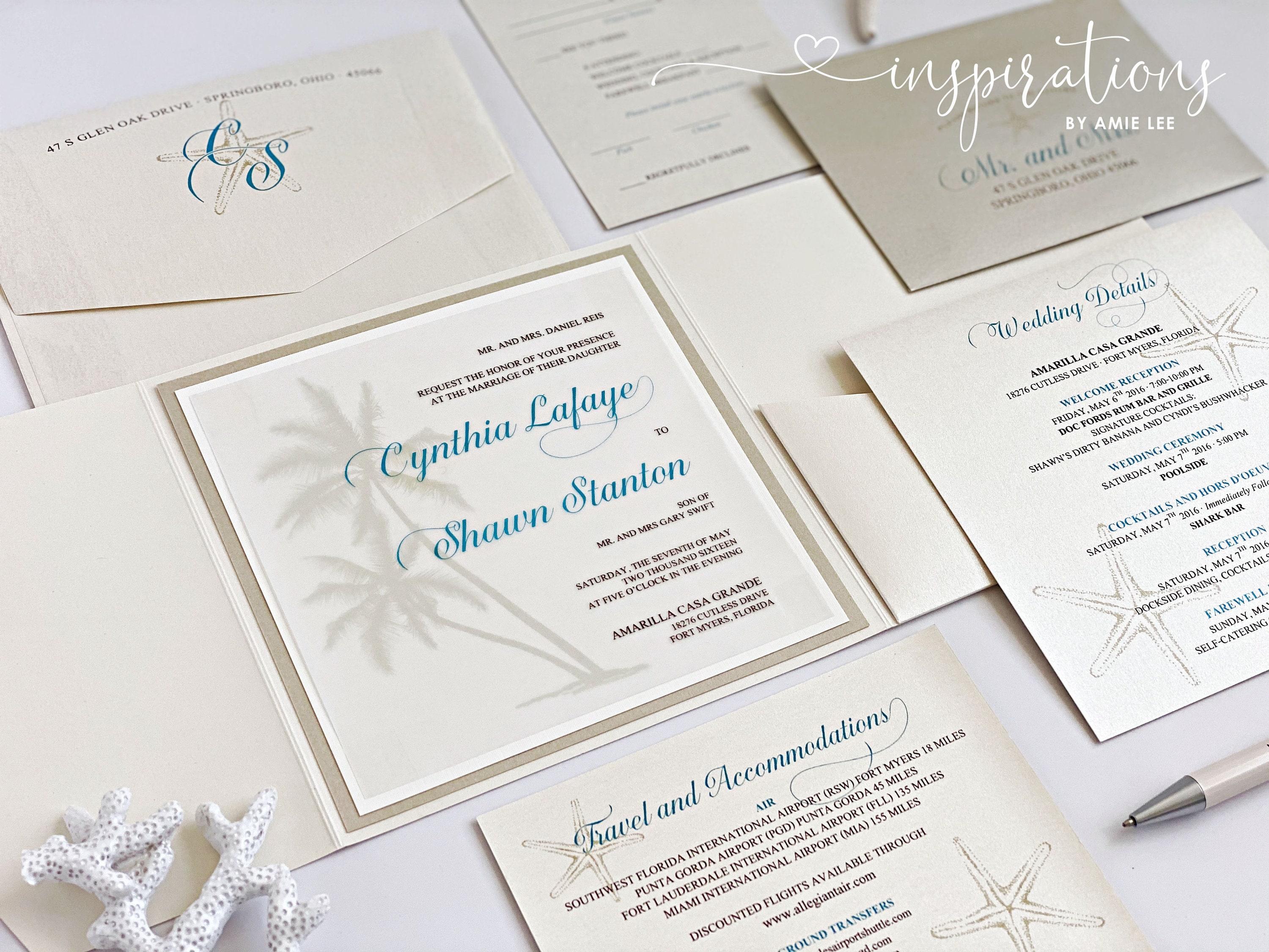 Elegant Beach Wedding Invitations, Classic Beach, Formal Beach Wedding ...