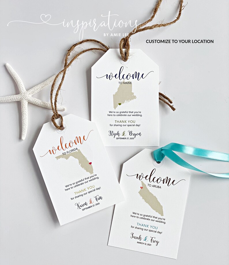 Wedding Welcome Bag Tags Destination Wedding Map Tag | Etsy