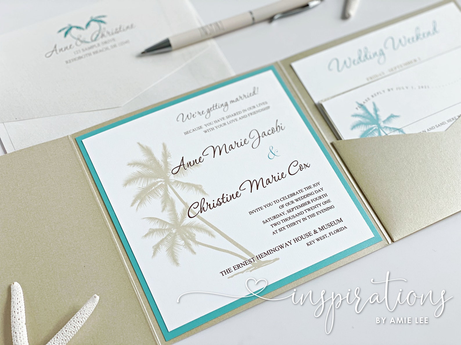 Elegant Beach Wedding Invitations Tropical Wedding | Etsy