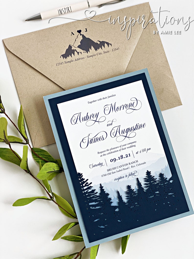 Rustic Forest Wedding Invitations Elegant Woods Wedding | Etsy