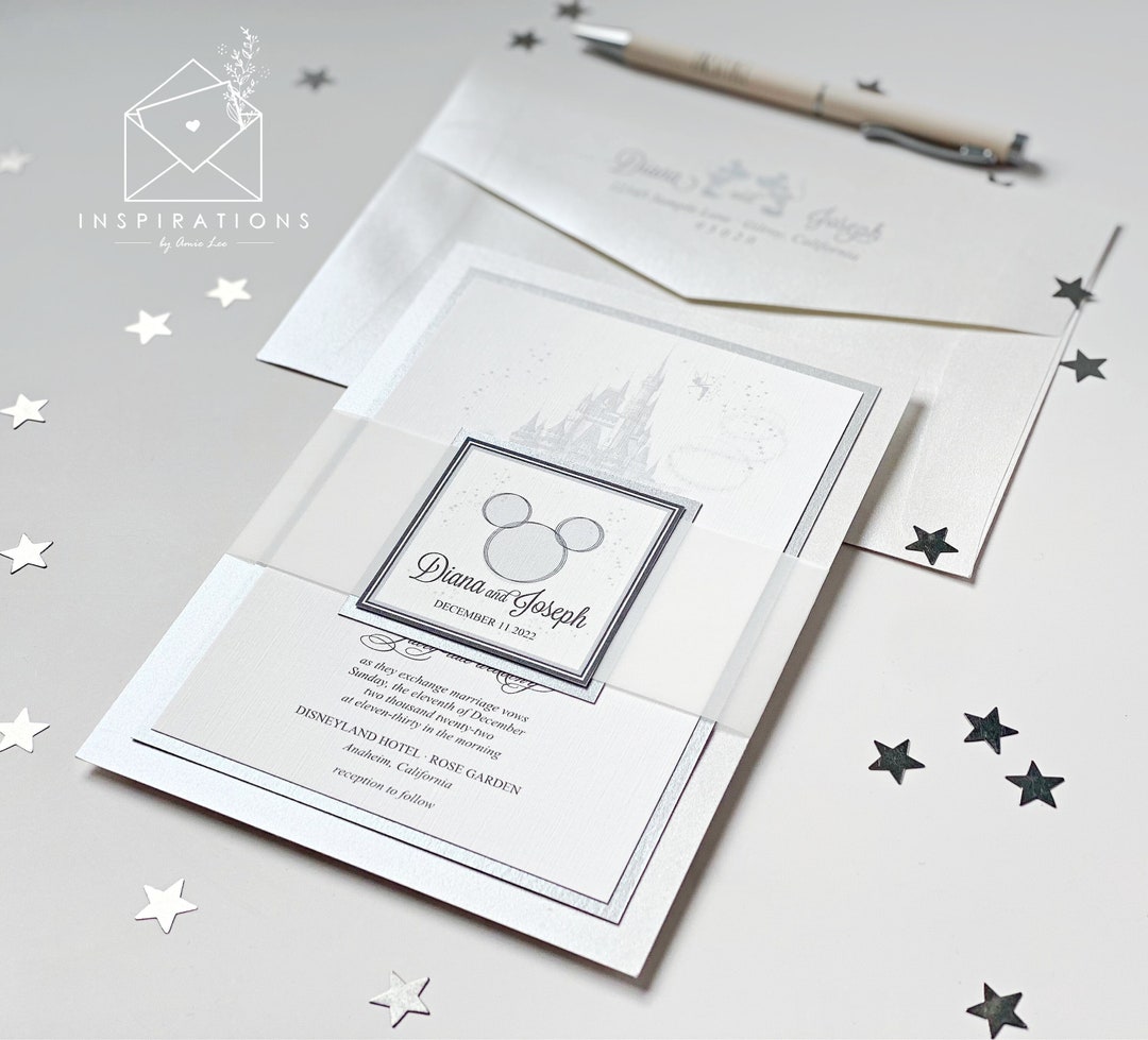 Elegant Disney Wedding Invitations, Disneyland, Disney World, Fairy ...