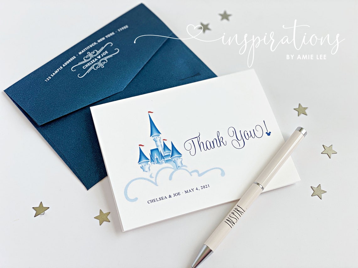Disney Wedding Thank You cards Disney Thank You Cards Fairy | Etsy