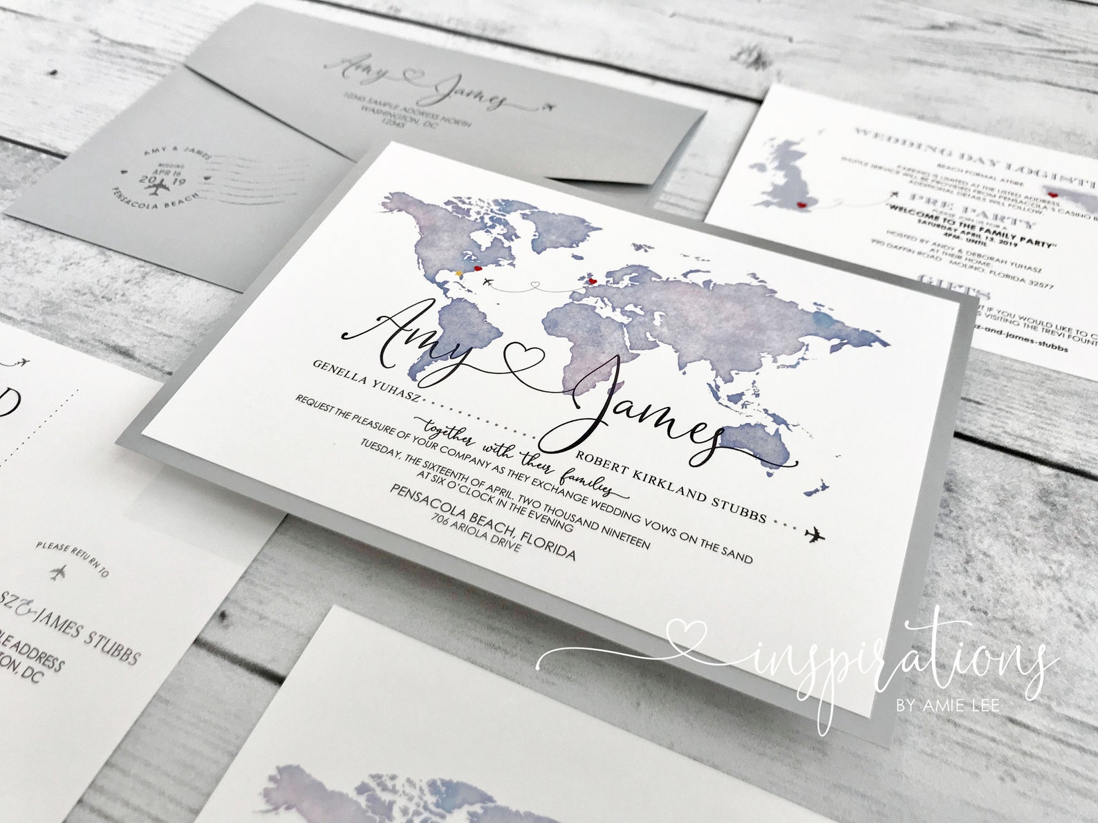 Travel Map Wedding Invitations World Map Invitations Travel - Etsy