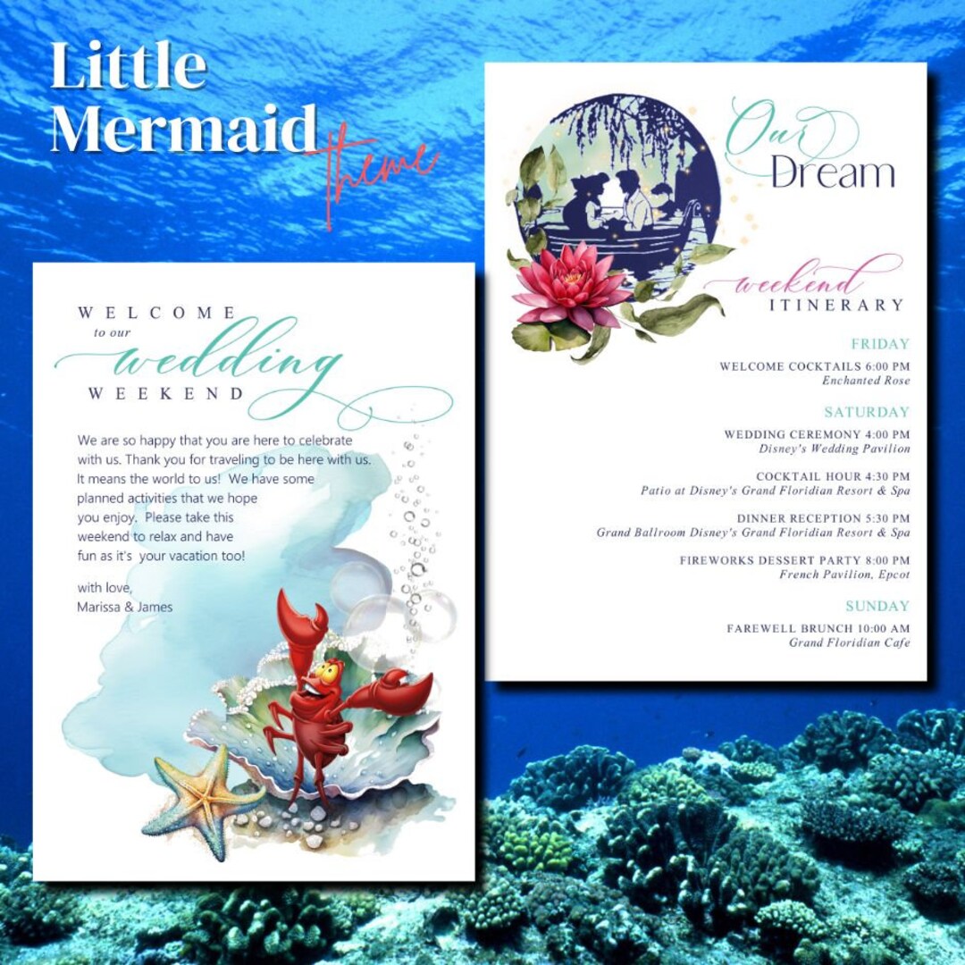 Disney Wedding Itineraries, Wedding Schedules, Welcome Letters, Wedding ...