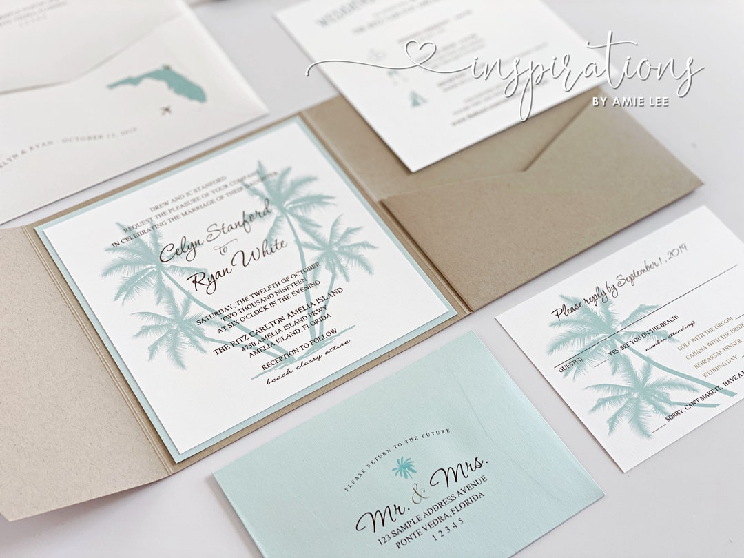 Wedding Invitations, Beach Wedding, Destination Wedding, Beach Theme ...