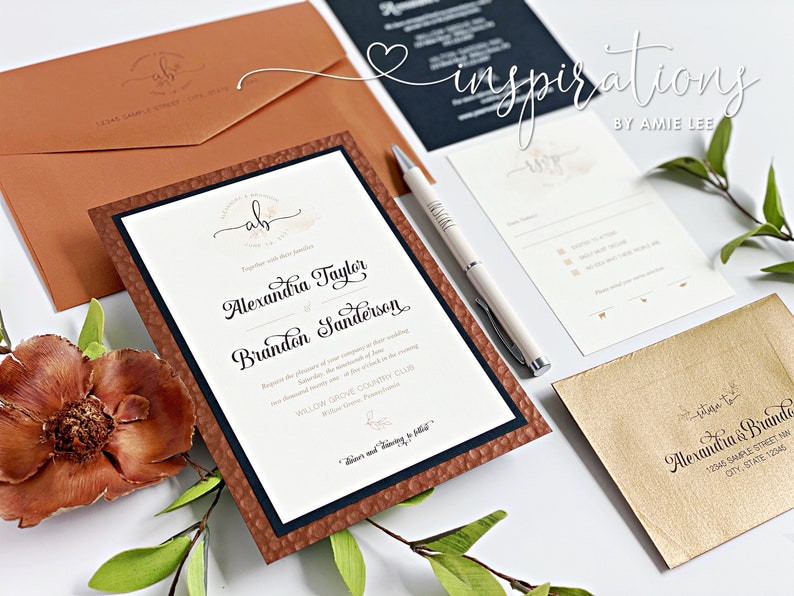 Copper Wedding Invitations Classic Formal Wedding - Etsy