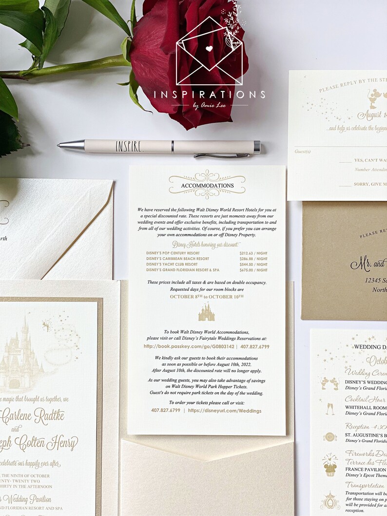 Elegant Disney Wedding Invitations Fairy Tale Wedding Disney - Etsy