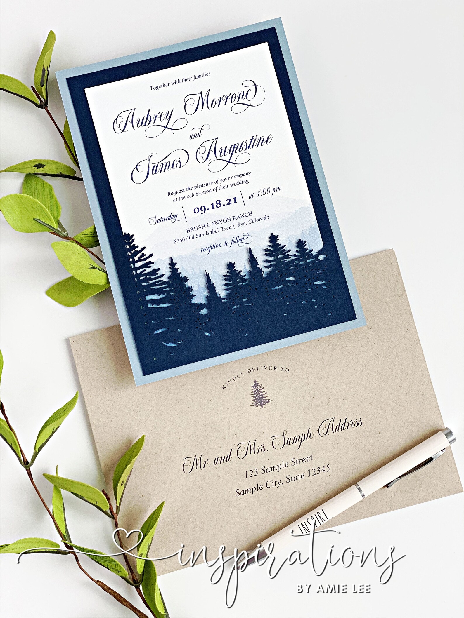 Rustic Forest Wedding Invitations Elegant Woods Wedding | Etsy