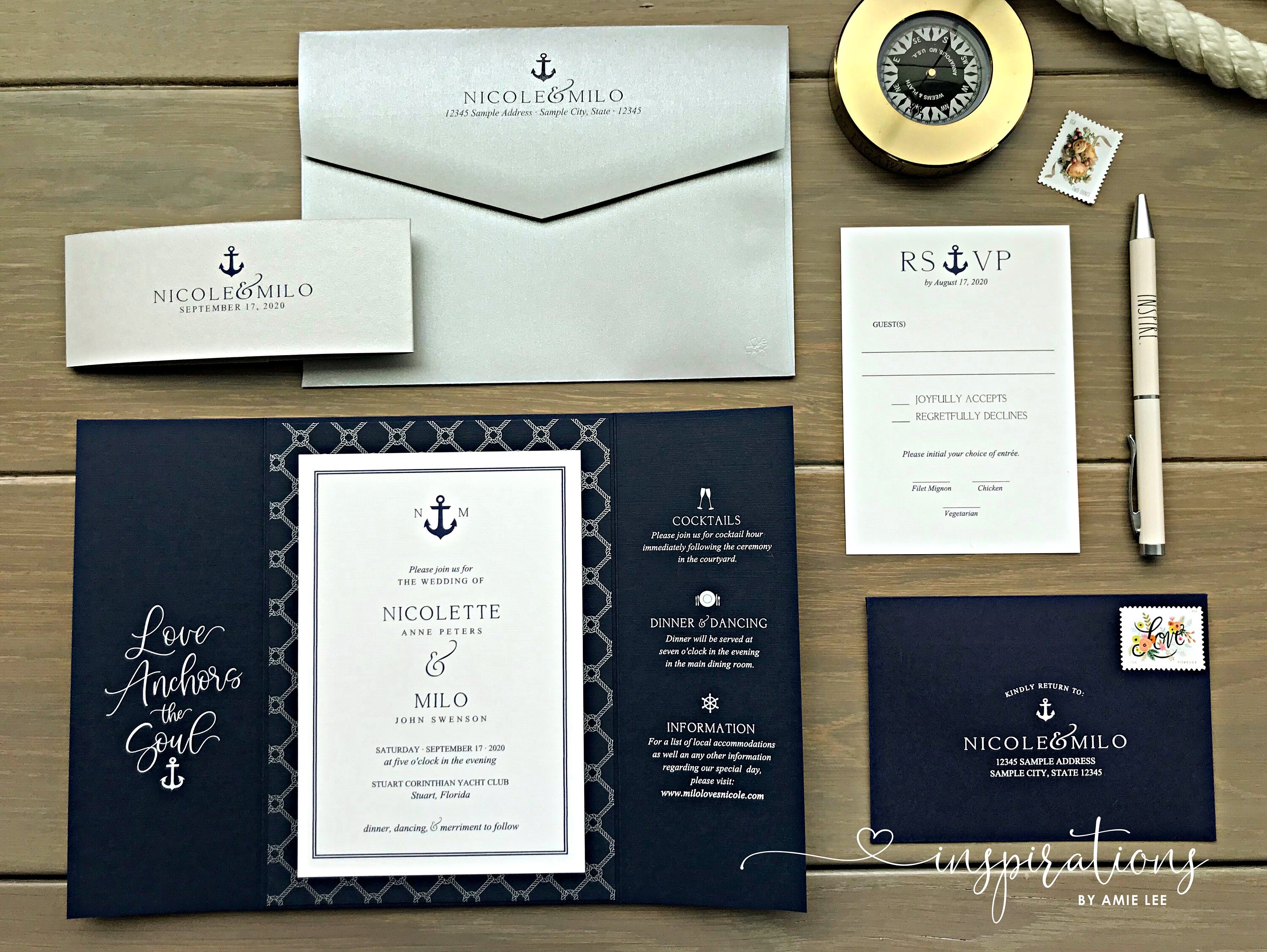 Nautical Wedding Invitations Nautical Classic Elegant | Etsy