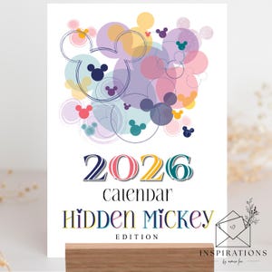 Desk Calendar, Disney Theme, Hidden Mickey, Calendar With Wood Stand ...