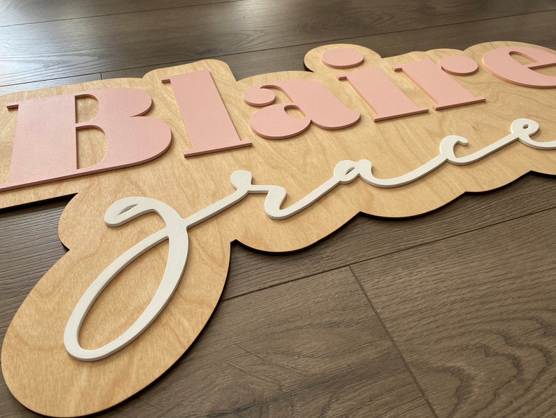 Name Sign for Nursery Layered Wood Sign Baby Name Reveal Sign - Etsy