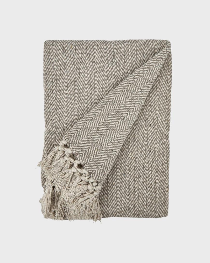 100% Cotton Neutral Tones Nordic Throw - Minimal Style Blanket | Sofa ...