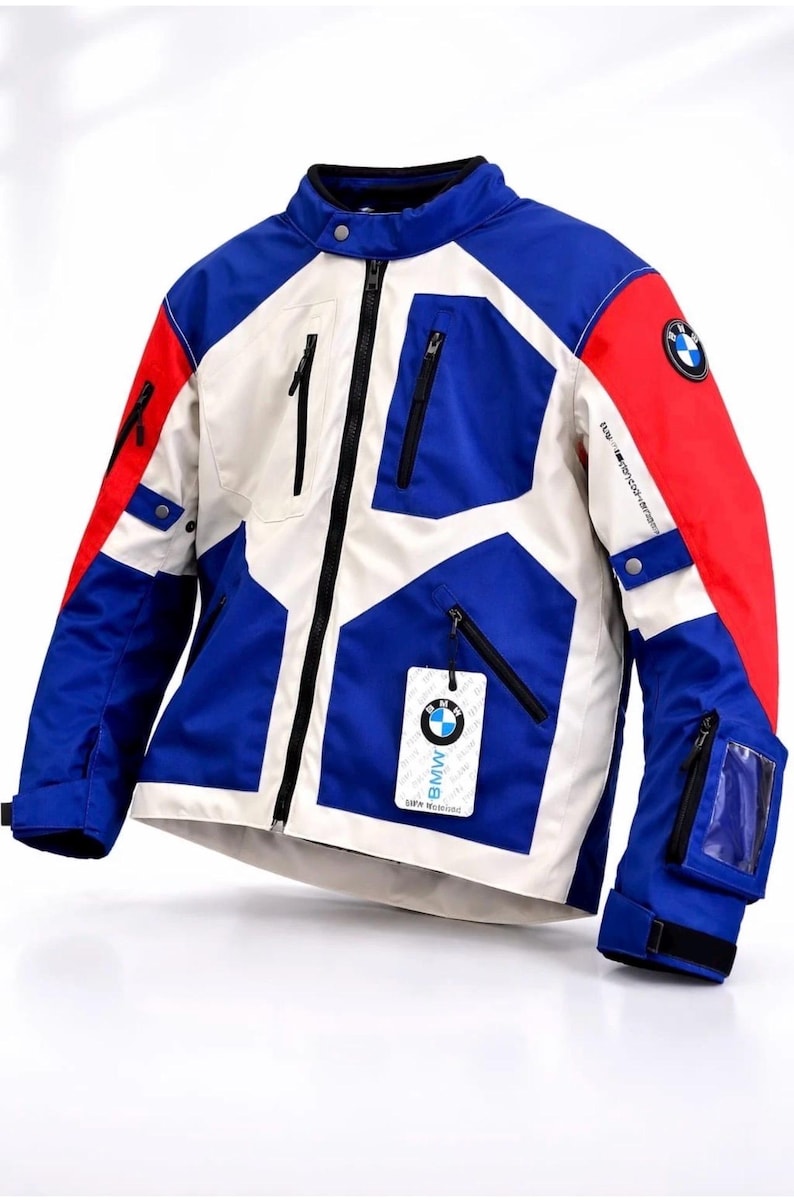 Men's Blue Adventure Motorcycle Jacket, Heavy Duty Touring Riding Gear ...