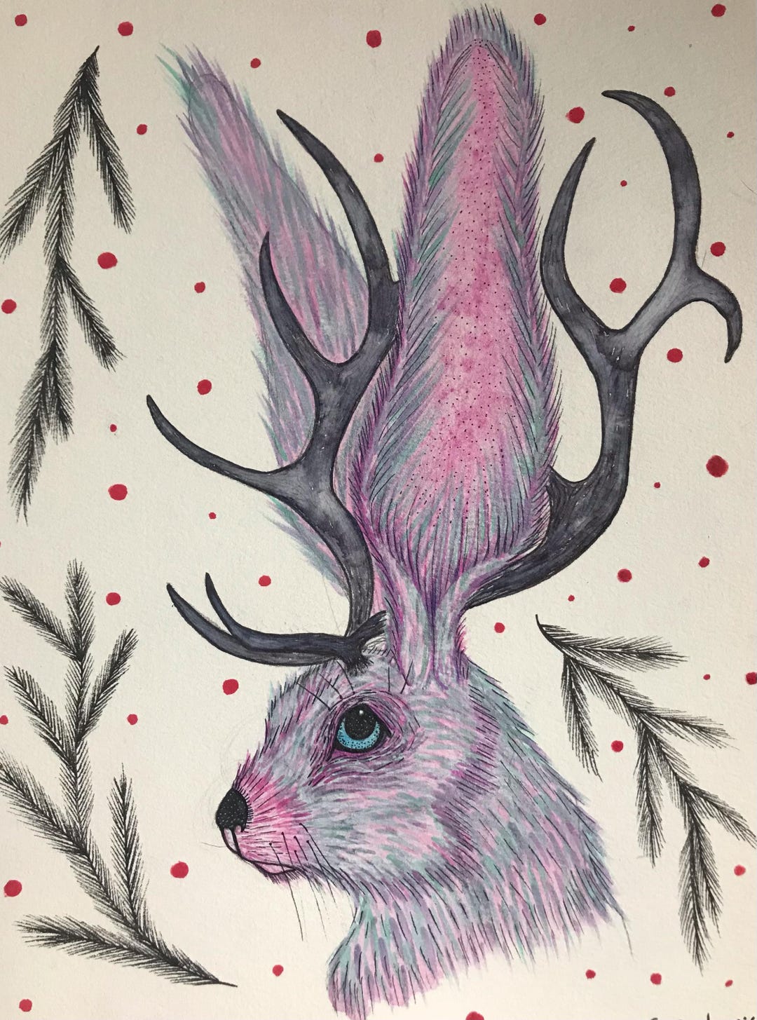Jackalope Original Ink and Acrylic Painting - Etsy