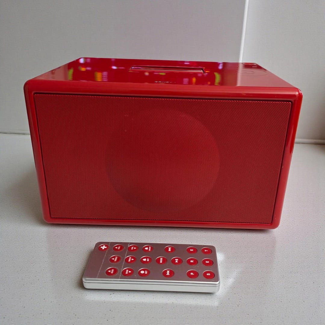 Geneva Sound System Model S Red Hi-fi Bluetooth Radio Speaker W/ Remote ...