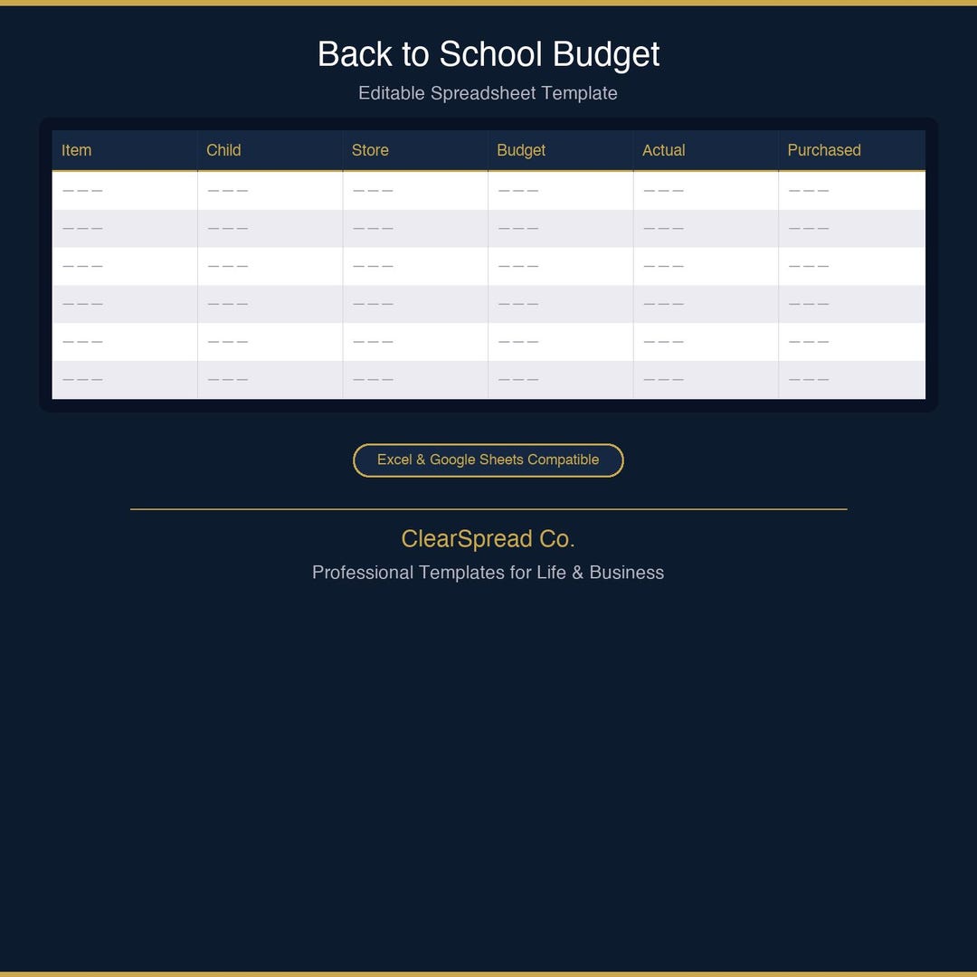 Back to School Budget Spreadsheet Template | Excel & Google Sheets - Etsy