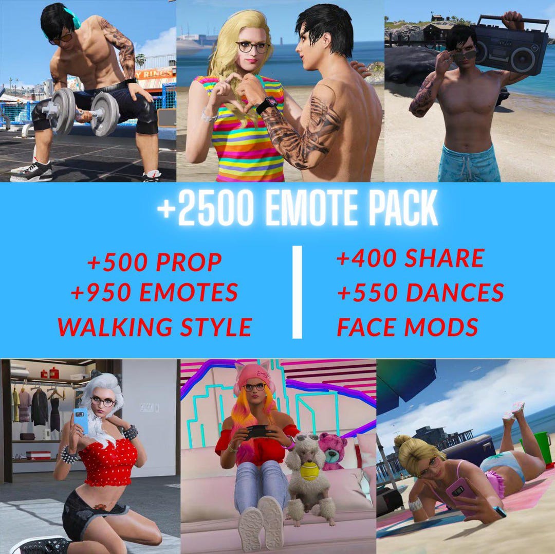 Fivem Emote Pack – 2500+ Animations, Dances, Props, Walks (digital ...