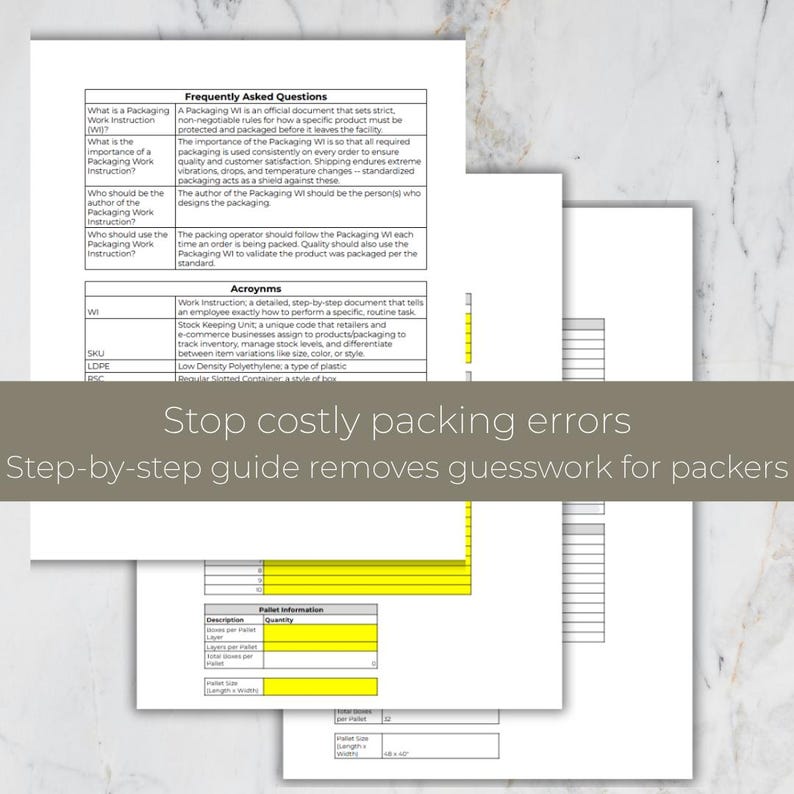Packaging Work Instruction Template, Standard Operating Procedure SOP ...