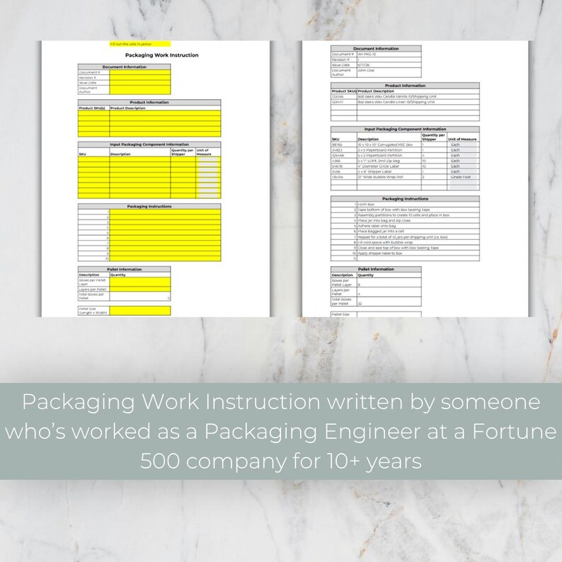 Packaging Work Instruction Template, Standard Operating Procedure SOP ...