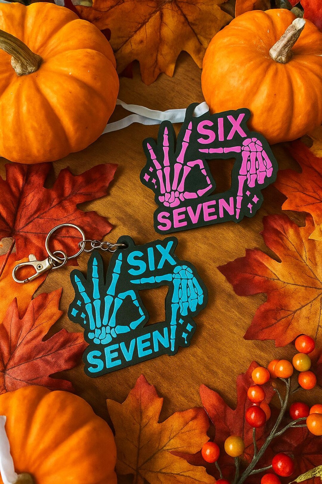 Six Seven Skeleton Hands 3D Printed Keychain or Ornament - Teen Gift - Etsy