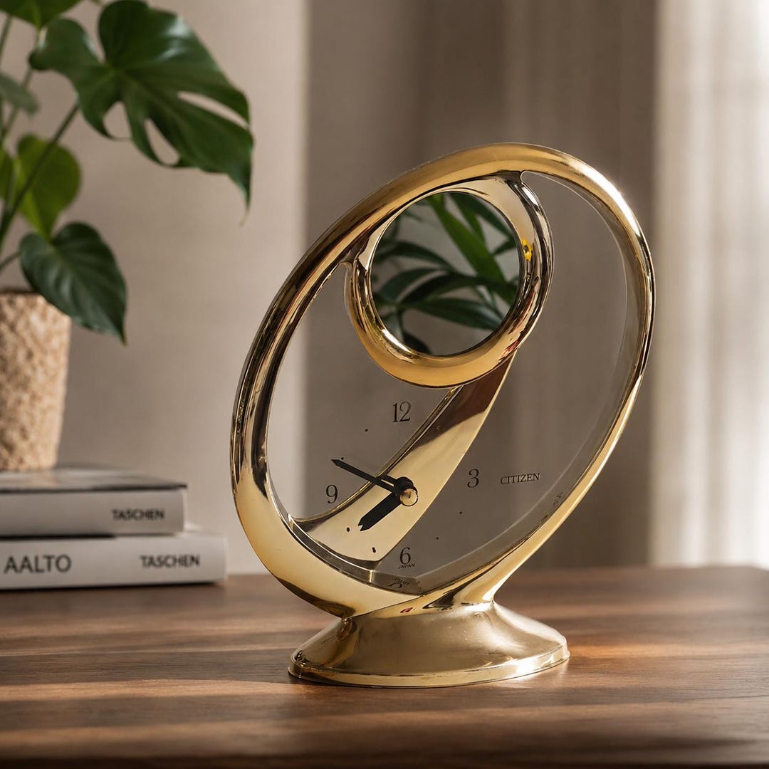 Gold Citizen Space Age Desk Clock, Transparent Sculptural Design ...