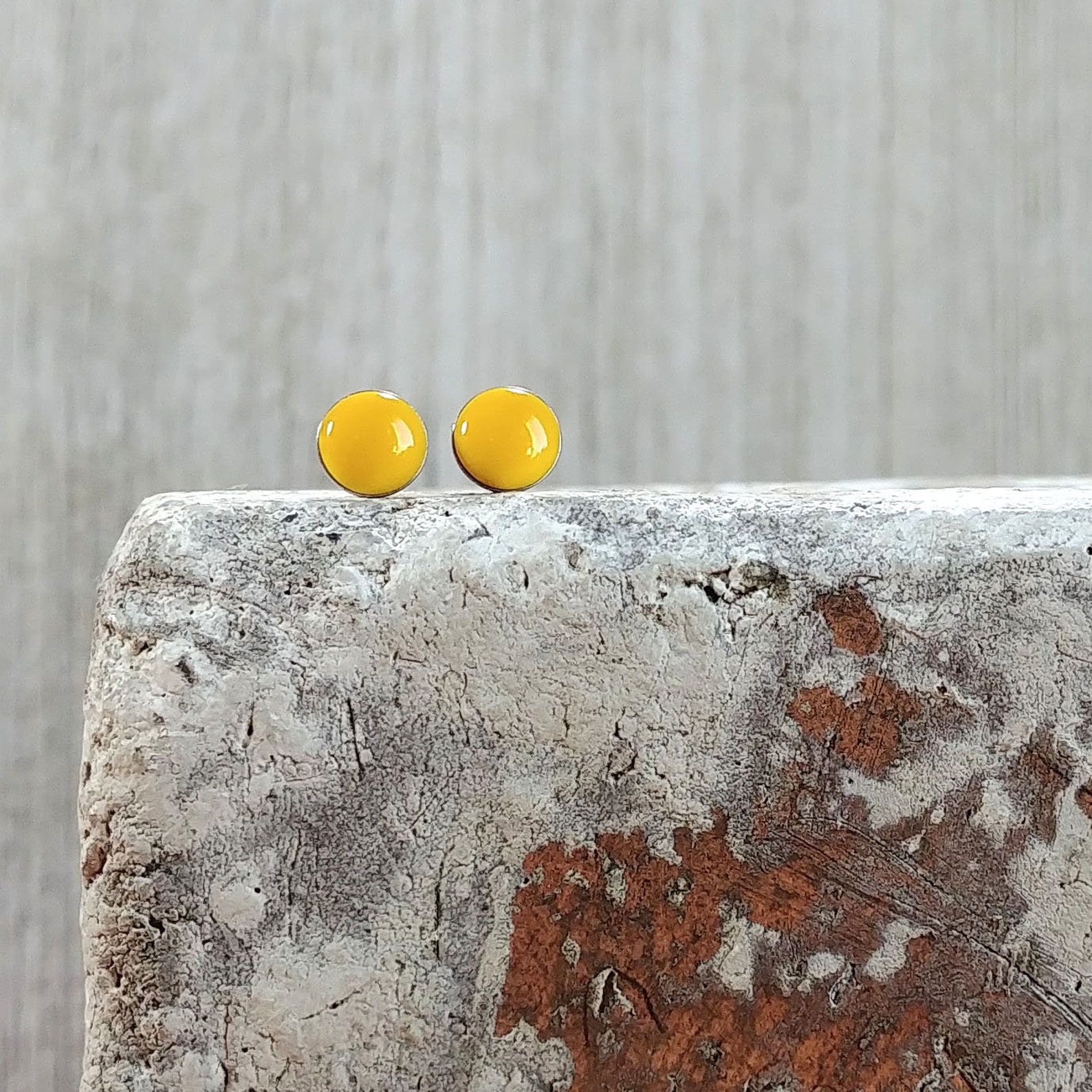 MUSTARD Yellow Stud Earrings - Simple Studs - Hypoallergenic - Surgical ...