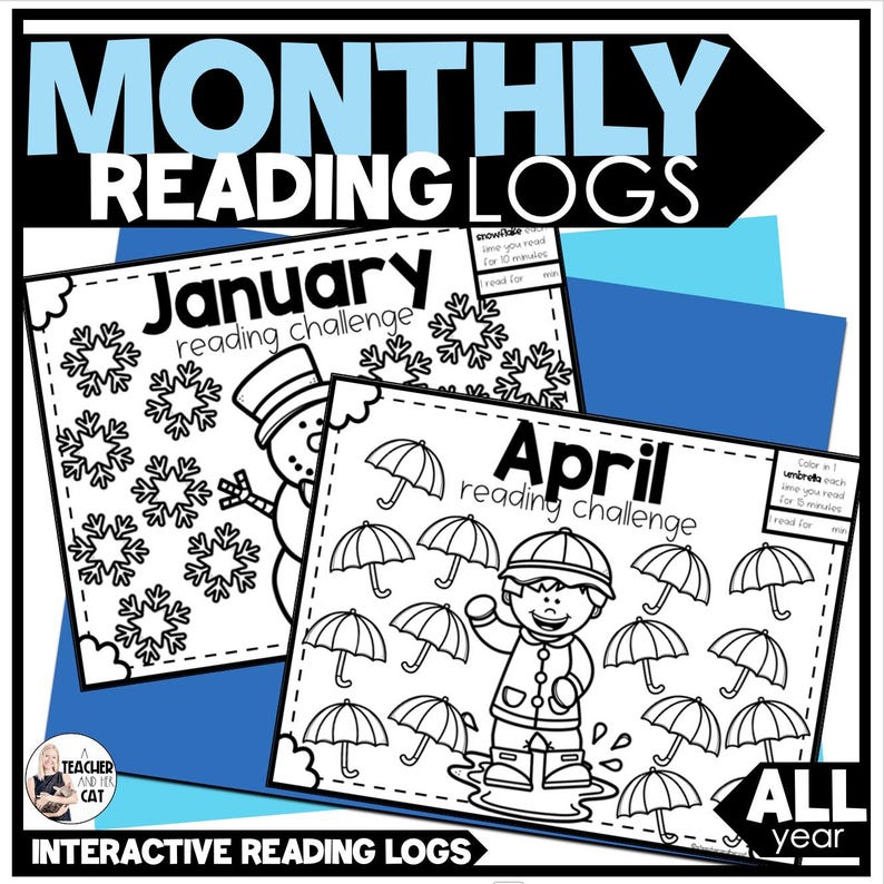 Printable Monthly Reading Logs for Kids PDF Home Reading Incentives - Etsy