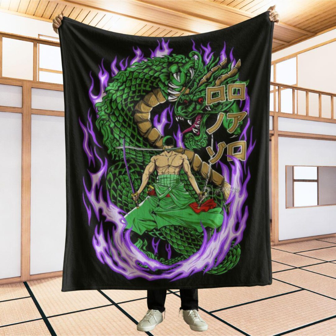 One Piece Blanket Roronoa Zoro Blanket Zoro and Dragon Art Roronoa Zoro ...