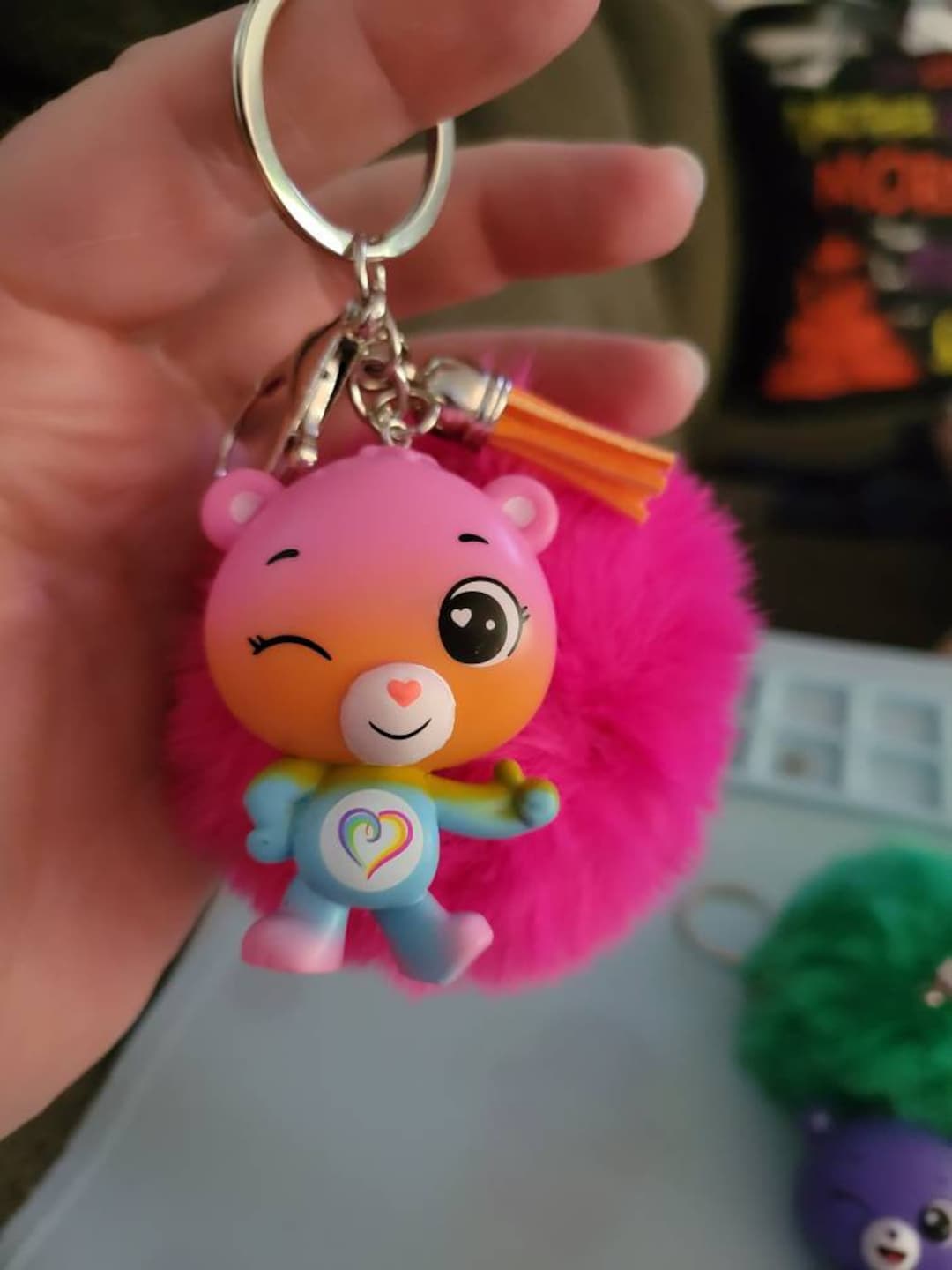 Care Bears Keychain W Matching Pom - Etsy