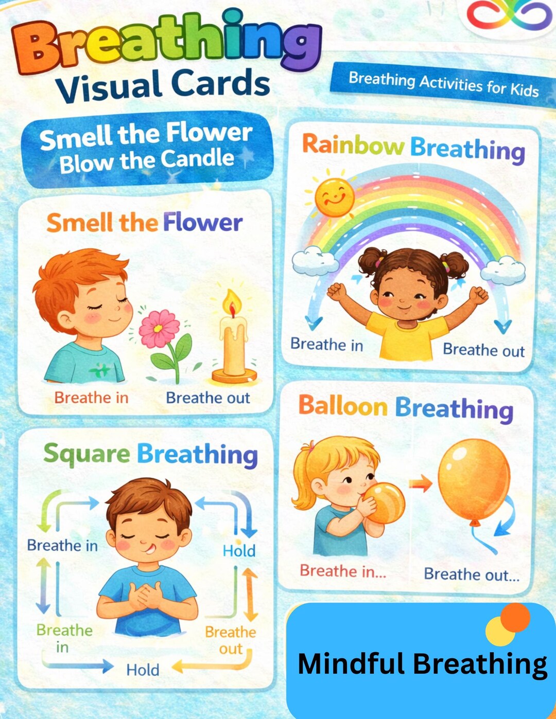 Breathing Visual Cards Printable | Calm Down Corner Breathing Exercises ...