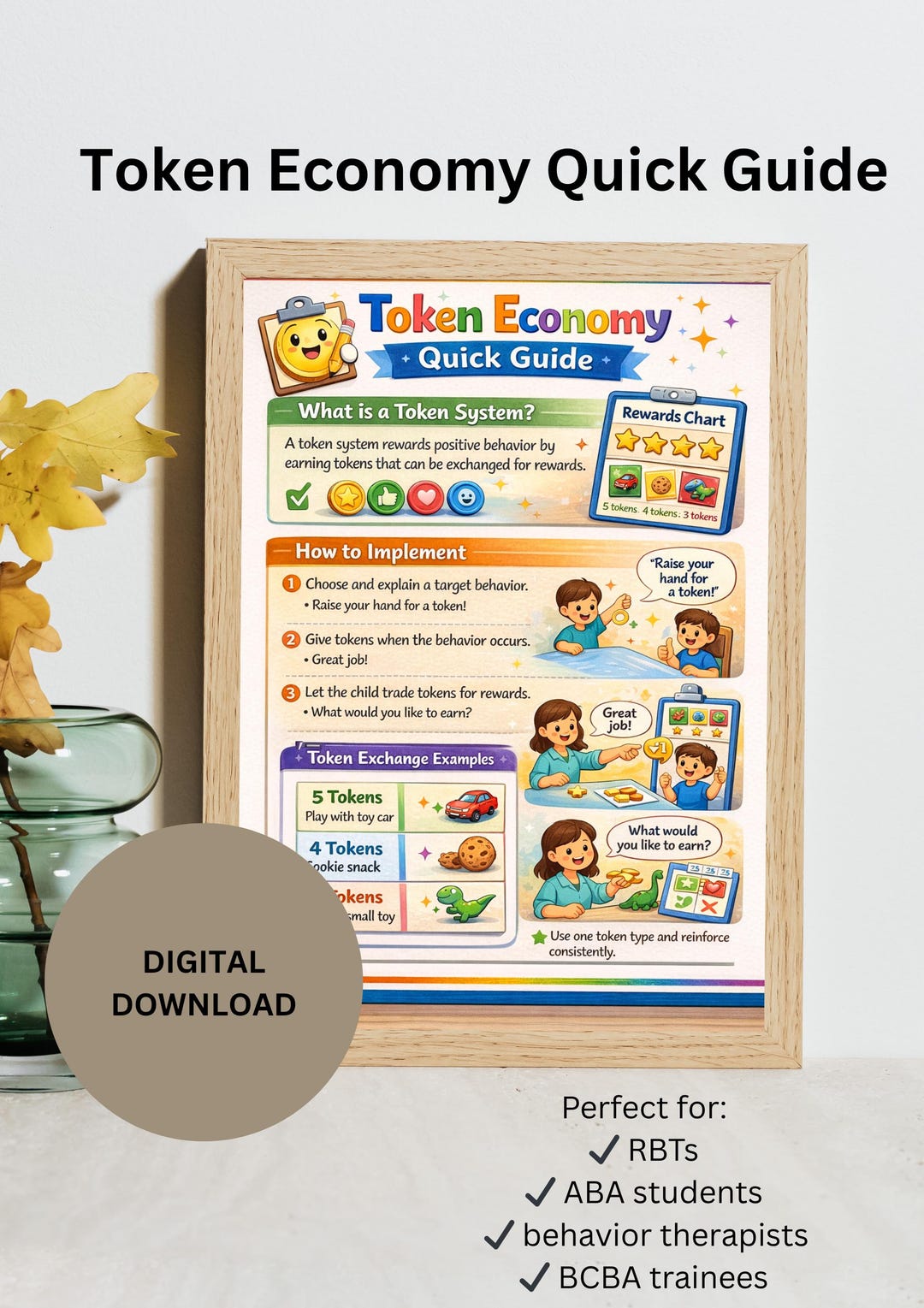 Token Economy Guide Printable | ABA Behavior System | Token Board ...