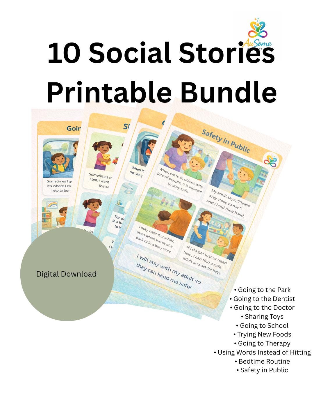 10 Social Stories Bundle | Autism Visual Supports, ABA Resource ...