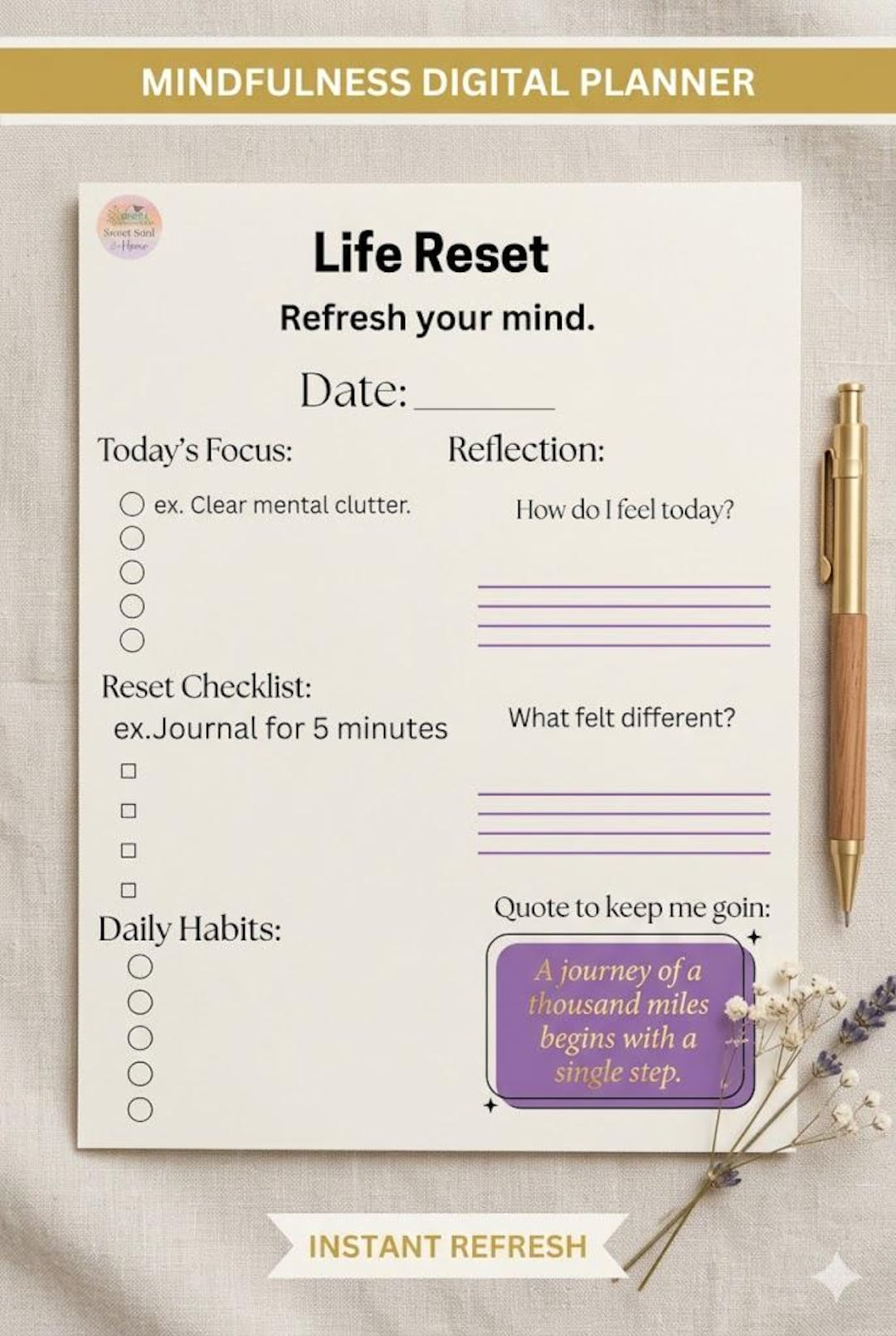 Life Reset Printable | Planner PDF | Get Your Life Together Guide ...