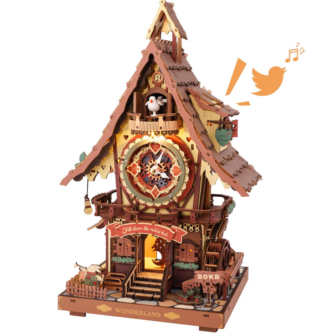 Wooden Cuckoo Clock Model Kit – Mechanical 3D Puzzle, Vintage Home ...